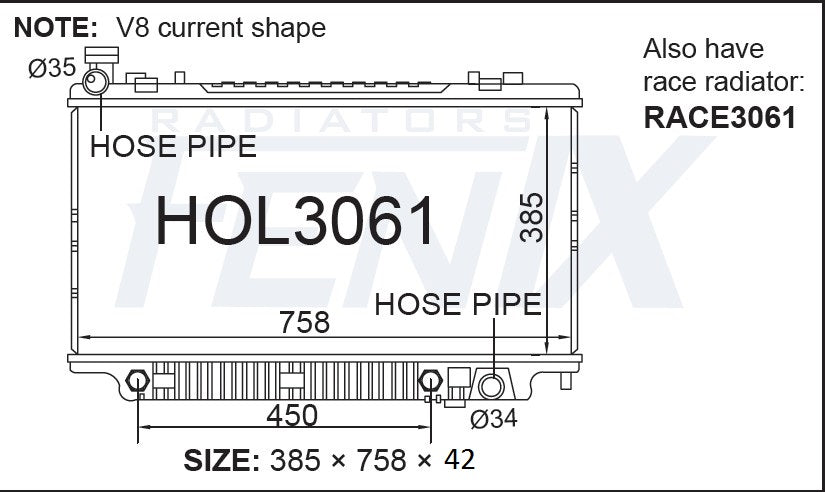 Holden Commodore VE V8 Radiator (Series 1). — fenixautoparts
