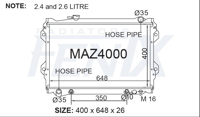 Radiator | Mazda | Bravo | Fenix Radiators — fenixautoparts