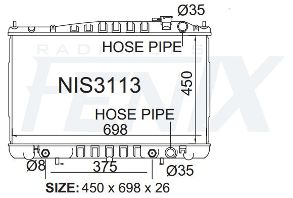 Nissan D22 Navara 3.0 4cyl Diesel Radiator. — fenixautoparts