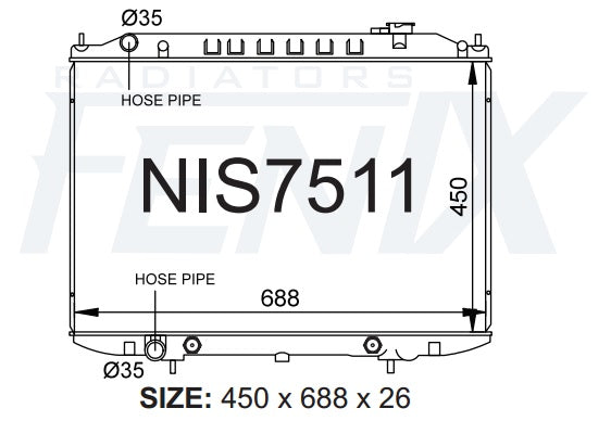 Nissan D22 Navara 2.5 4cyl Diesel Radiator. — fenixautoparts