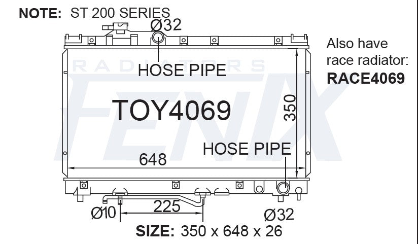 Toyota Celica ST204 ST205 Radiator — Fenix Radiators